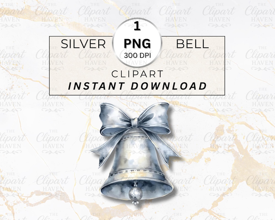 Silver Bell Clipart | Christmas Holiday PNG (digital Download) - Etsy