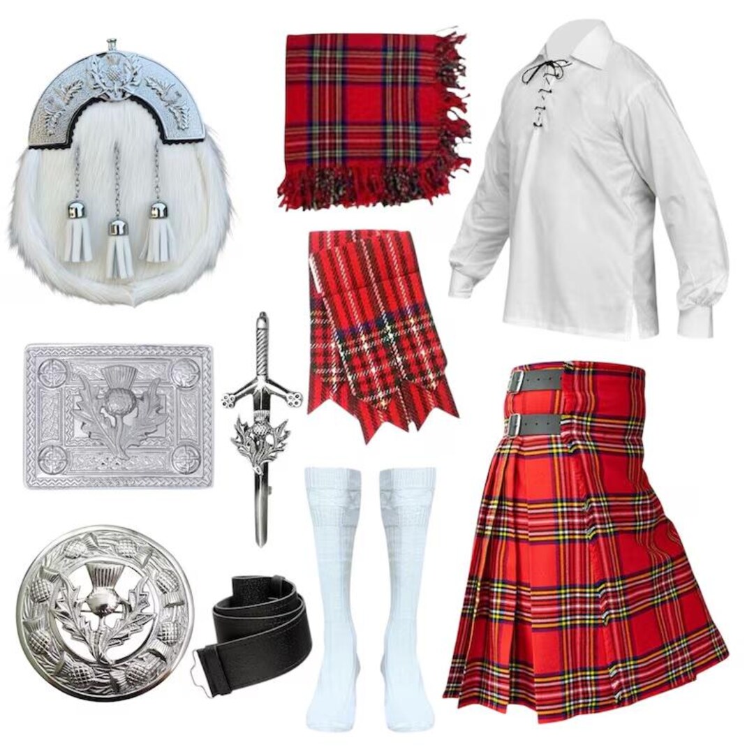 Men's Scottish Kilt Outfit, Traditional Tartan Wedding Sets All Sizes ...