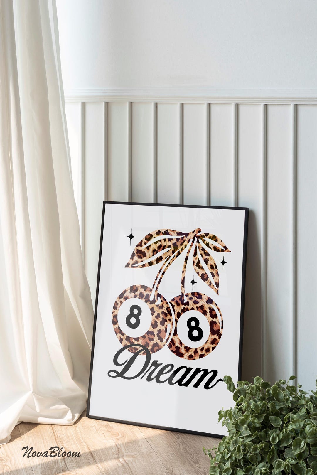 Cherry 8 Ball Poster Printable | Leopard Pattern Wall Art | Digital ...