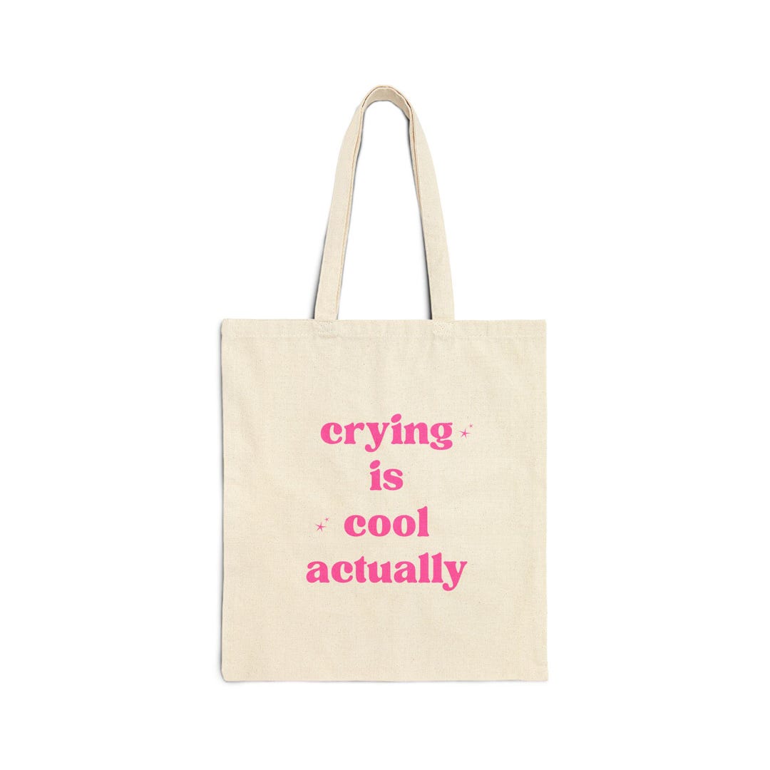 Crying is Cool Actually Tote Bag, Cute Reusable Shopping Bag, Funny ...