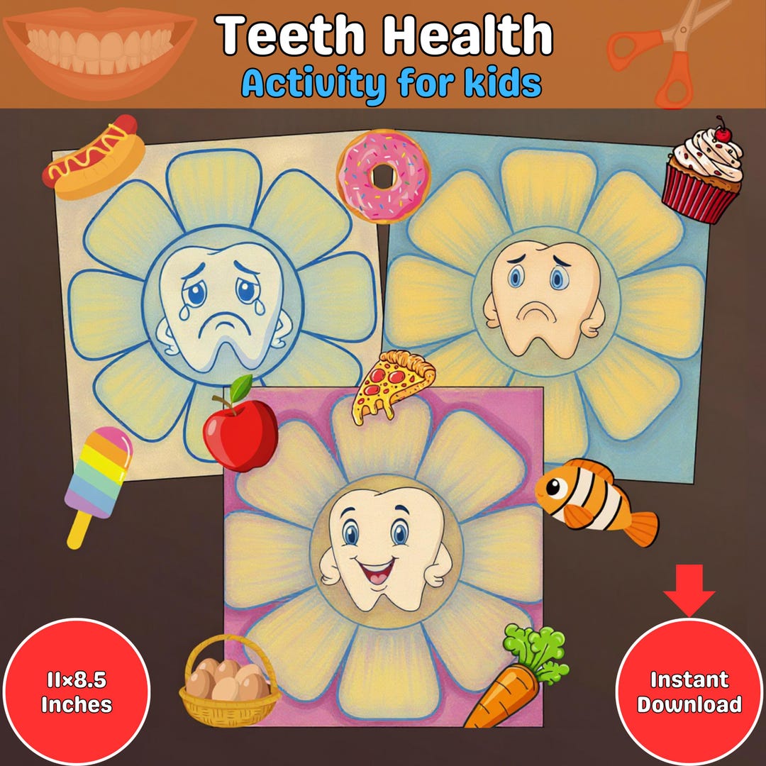 Dental Health Sort and Match Activity for Kids|healthy Vs Unhealthy ...
