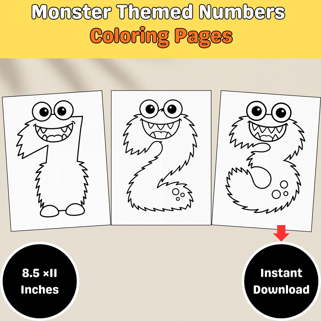 Monster Themed Numbers Coloring Pages|1-10 Numbers Recognition|math ...