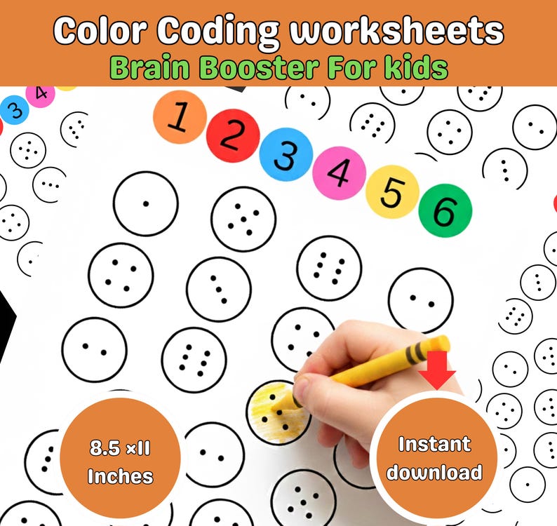 Teach Numbers 1-6 Worksheet| Color Coding Math Activity| Preschool ...
