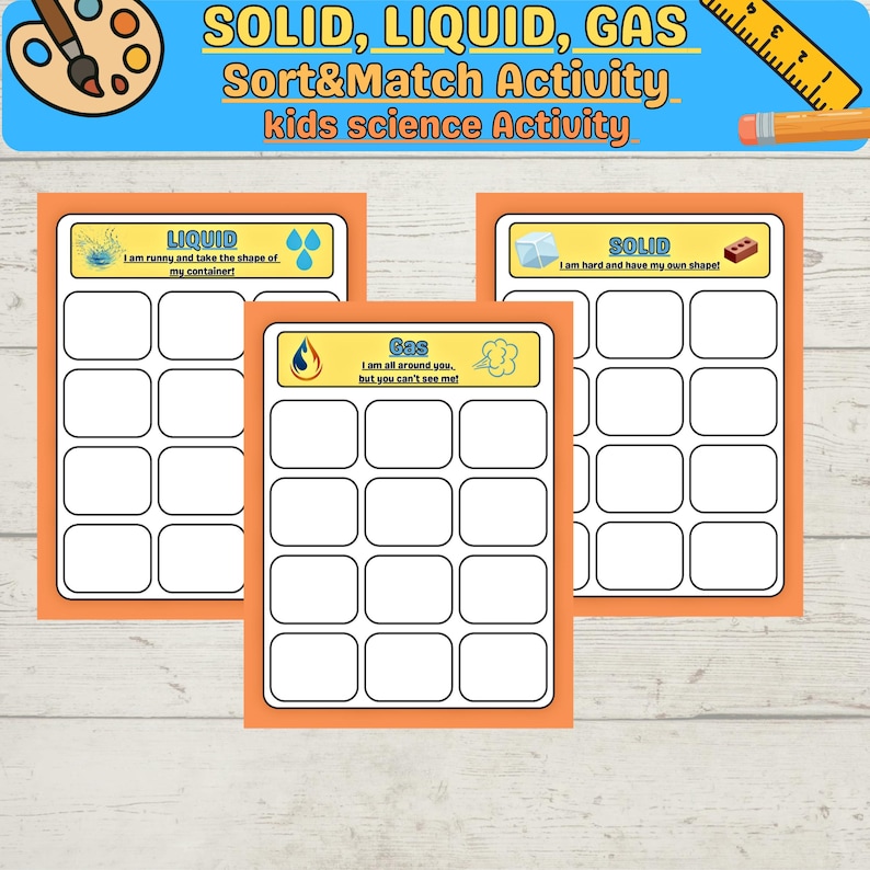 States of Matter Printable - Solid Liquid Gas Science Flashcards ...