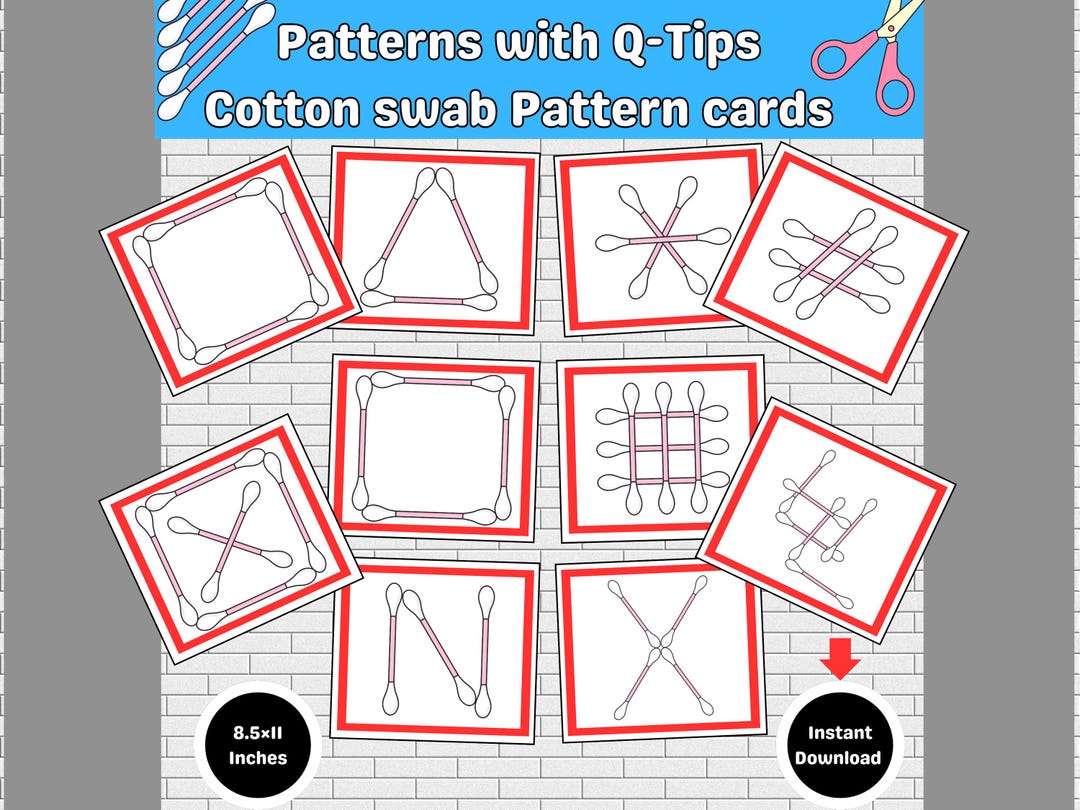 Q-tip Patterns Activity Cards|fine Motor Skills Task Box|preschool Busy ...