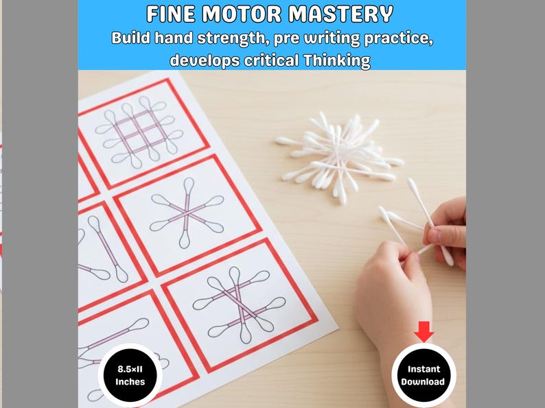 Q-tip Patterns Activity Cards|fine Motor Skills Task Box|preschool Busy ...
