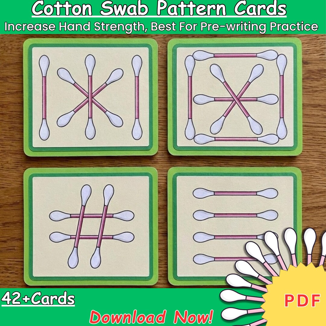 Cotton Swab Patterns Activity Cards | Fine Motor Skills Task Box | Busy ...
