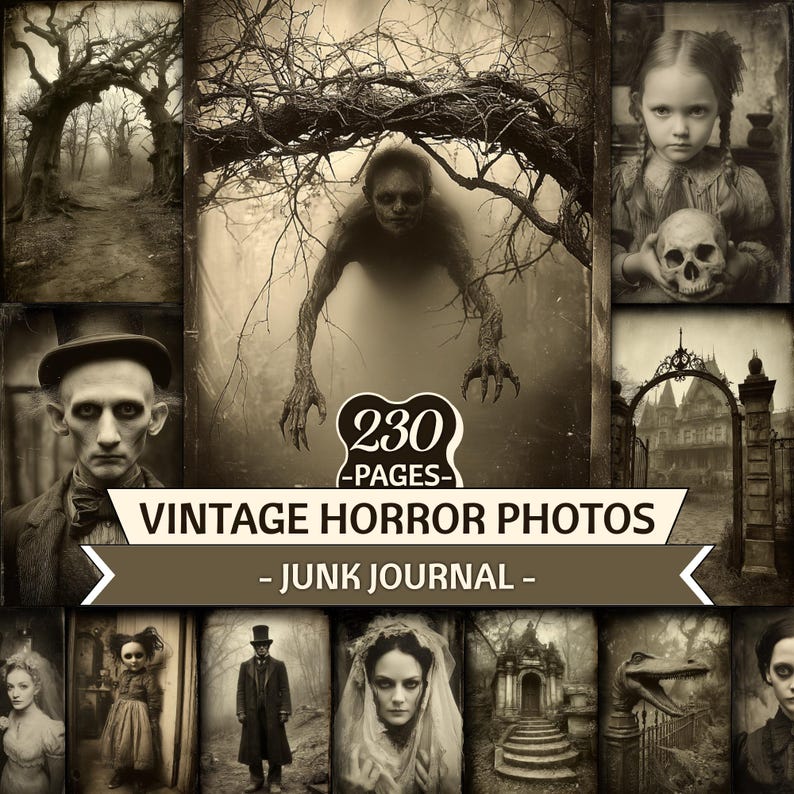 230 Vintage Horror Junk Journal Kit Gothic Halloween Ephemera Victorian ...