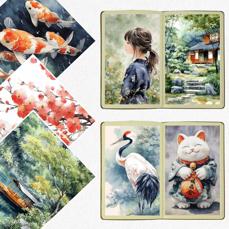 Japan Digital Paper Kit, 120 Japanese Printable Pages, Junk Journal Kit ...