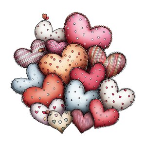 Valentine Watercolor Clipart Bundle, Romantic Hearts, Birds (digital ...
