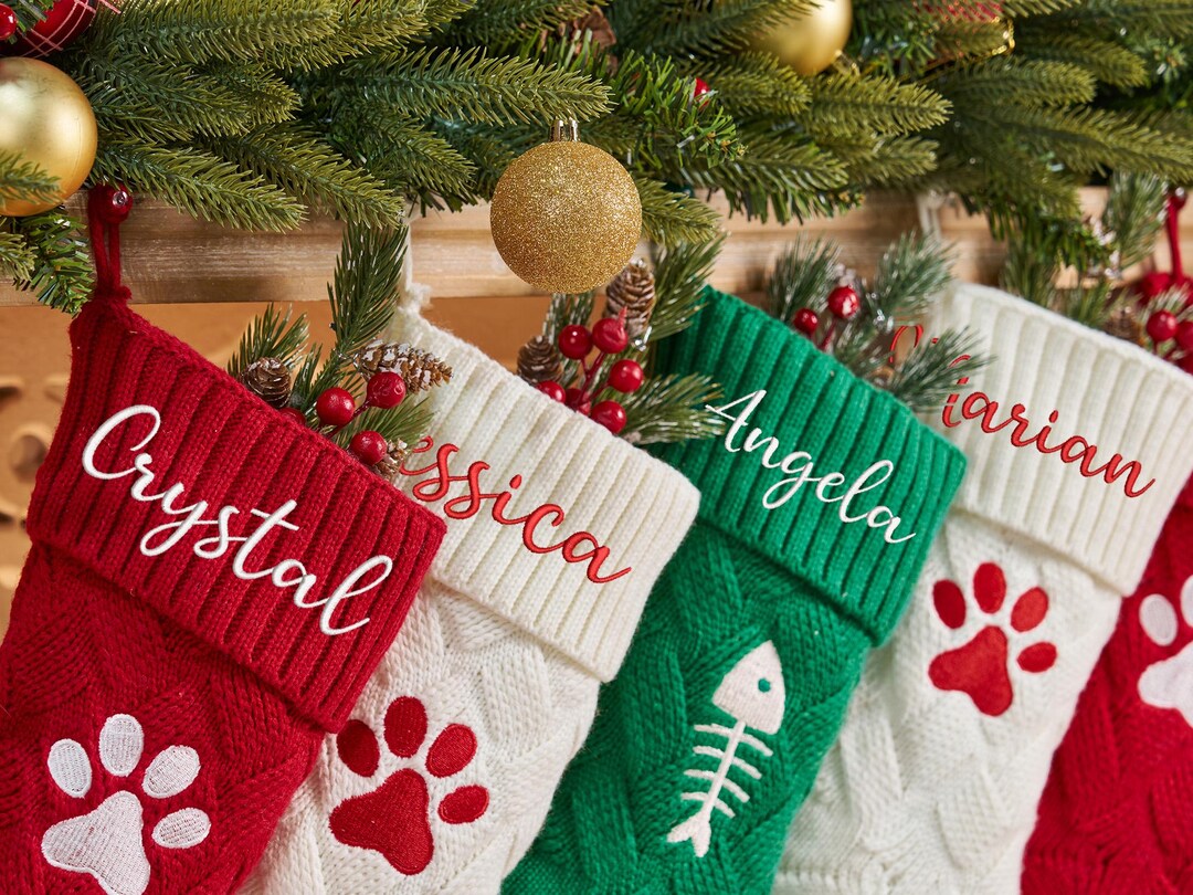2025 Personalized Pet Paw Stockings,custom Christmas Stockings,family ...