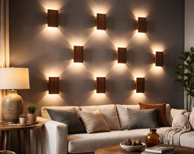 Modern Wood Wall Sconce | Rectangular Ambient Light - Etsy