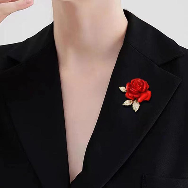 Red Rose Flower Brooch for Women,symbol: Romance,romantic Enamel Rose ...