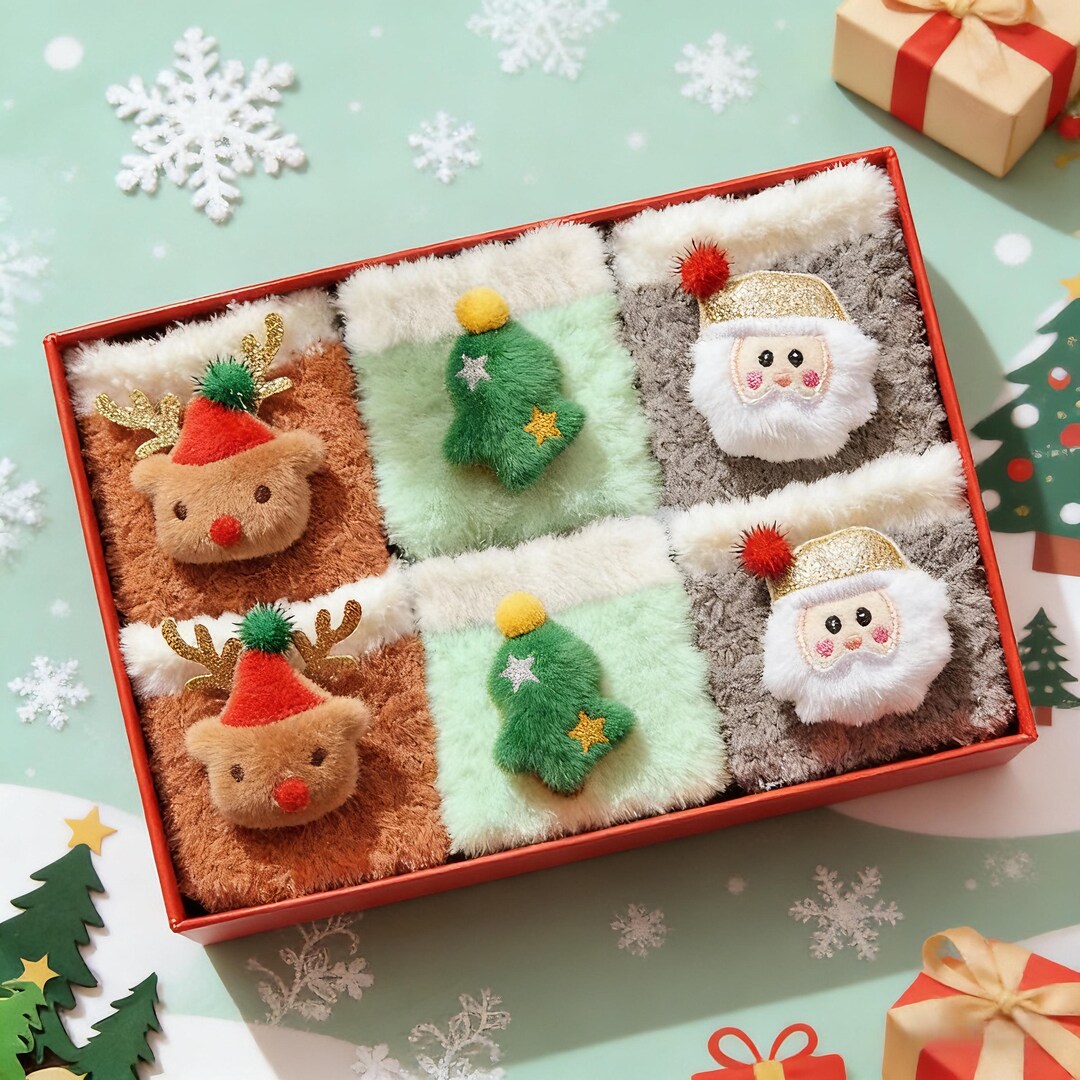 Christmas Stockings Gift Box Set Reindeer & Snowman, Holiday Plush ...