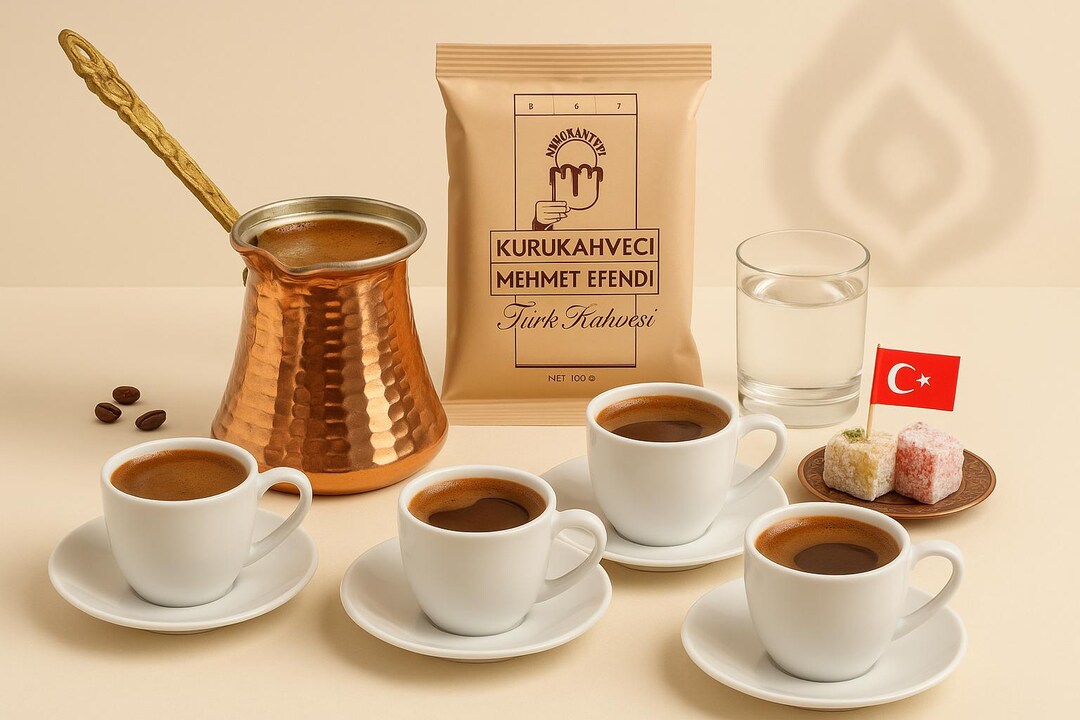 Authentic Turkish Coffee Set: Copper Cezve, Cups, Turkish Delight - Etsy