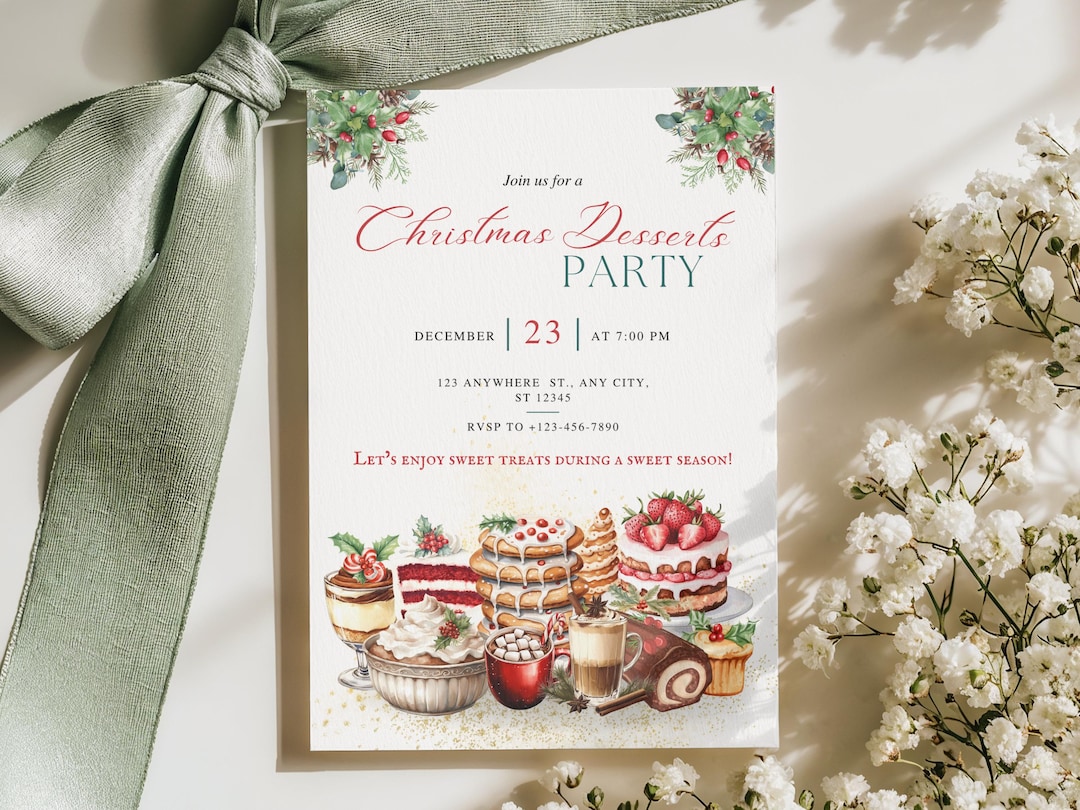 Christmas Desserts Party Invitation • Holiday Dessert Night • Printable ...