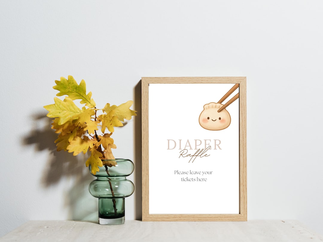 Dumpling Diaper Raffle Sign Printable, Dumpling Baby Shower Sign ...