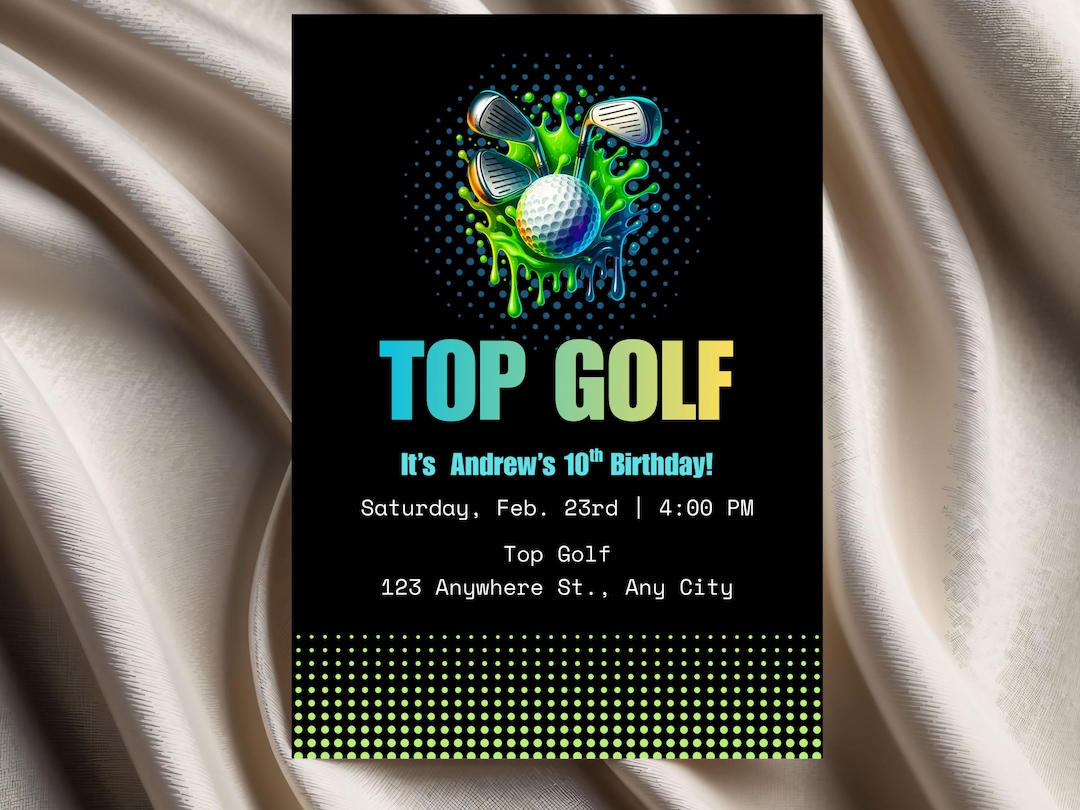 Top Golf Birthday Party Invitation | Golf Party Invite | Editable Canva ...