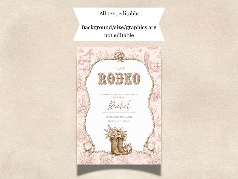 Last Rodeo Bachelorette Invitation Template, Nashville Bachelorette ...