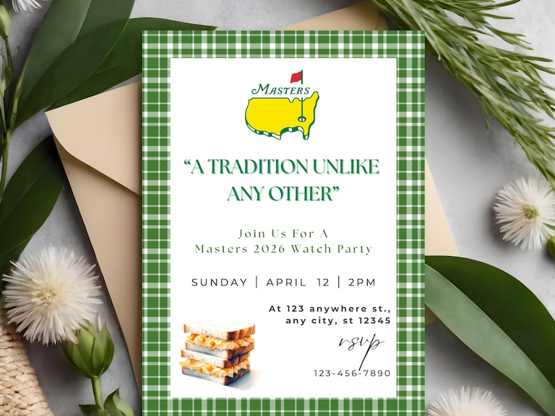 Masters Viewing Party Invitation | Golf Watch Party Invite | Editable ...