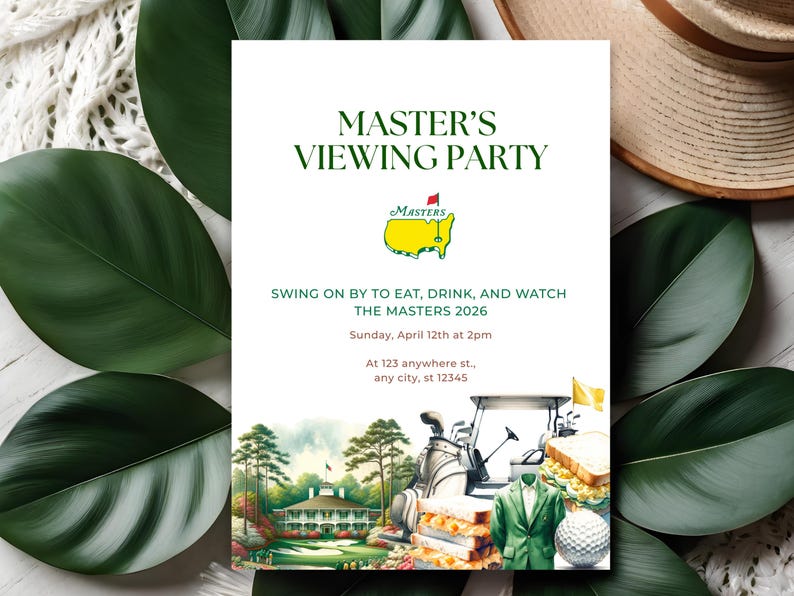 Masters Viewing Party Invitation | Golf Watch Party Invite | Editable ...