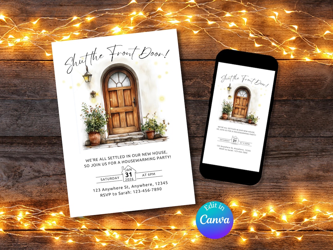 Shut the Front Door Housewarming Party Invitation | Funny Housewarming ...