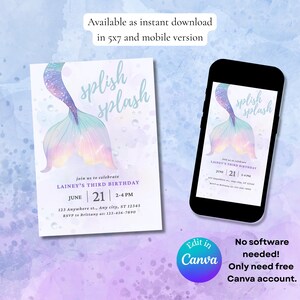 Mermaid Birthday Party Invite | Mermaid Theme Birthday Invitation ...