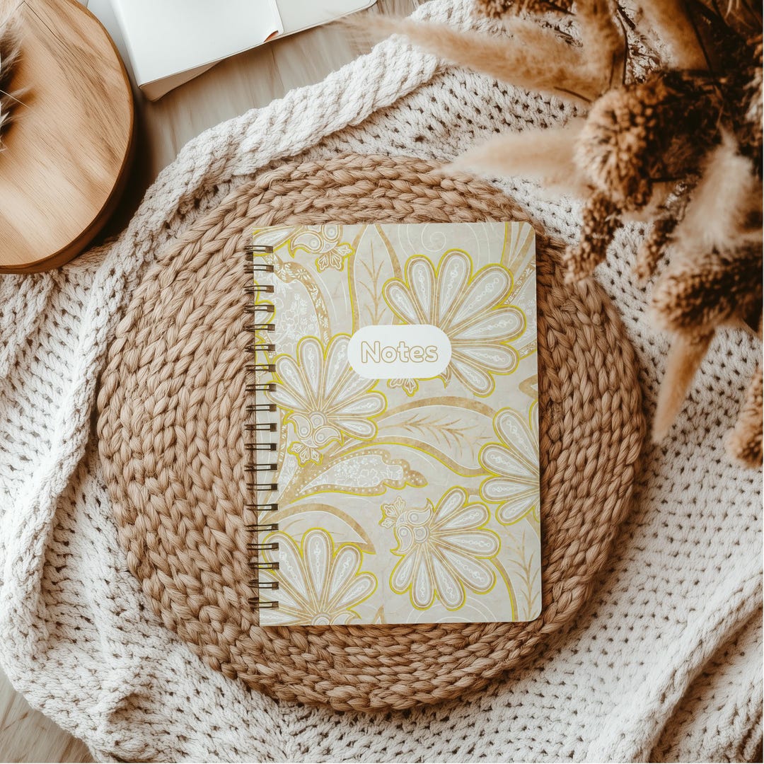 Gold Floral 5x7 Spiral Lined Notebook, Journal Diary, School Class ...