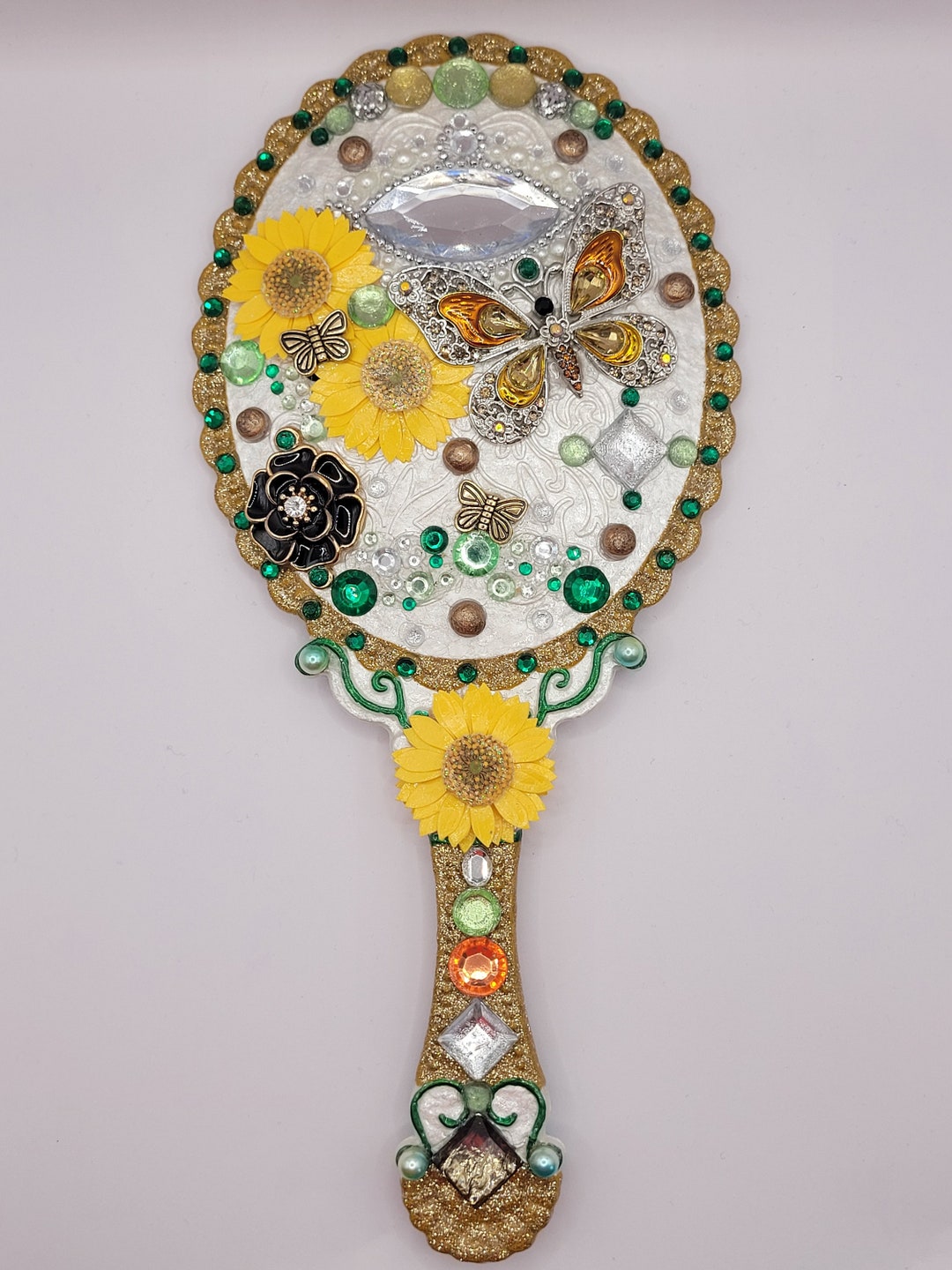 Ready to Ship Summer Butterfly Sunflower Vintage Style Vanity Hand ...