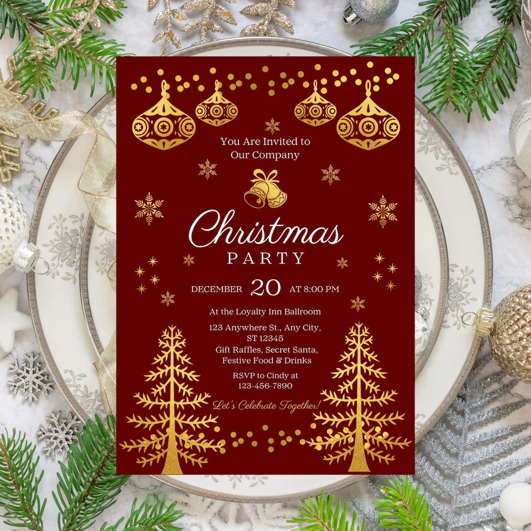 Work Holiday Party Invitation, Company Christmas Party, Editable Client ...