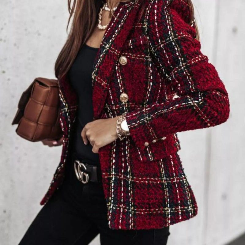 Checkered Blazer Green - Etsy UK