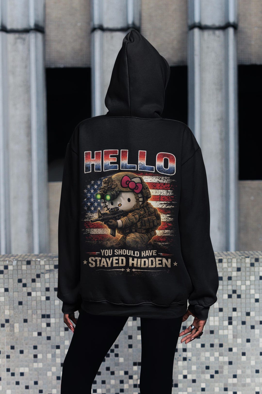 Hello Cute Soldier Cat Hoodie | American Flag, Stay Hidden - Etsy