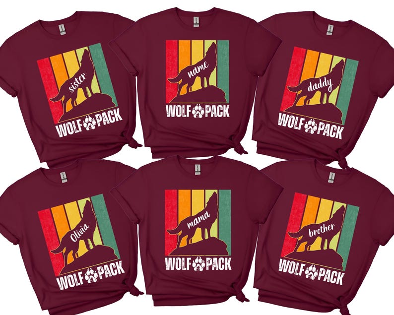 Custom Wolf Pack Family Shirts, Retro Animal Lover Gift - Etsy