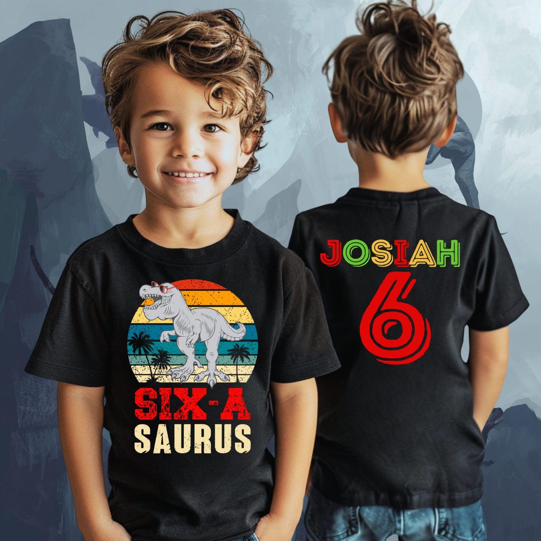 Six-a-saurus Birthday Shirt, 6th Birthday Boy, Dinosaur Tee - Etsy