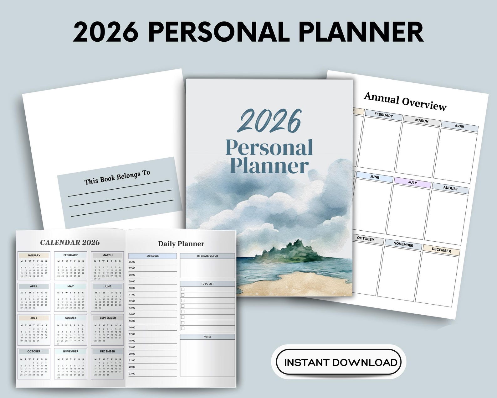 2026 My Personal Planner | Printable Daily, Weekly & Monthly Organizer ...