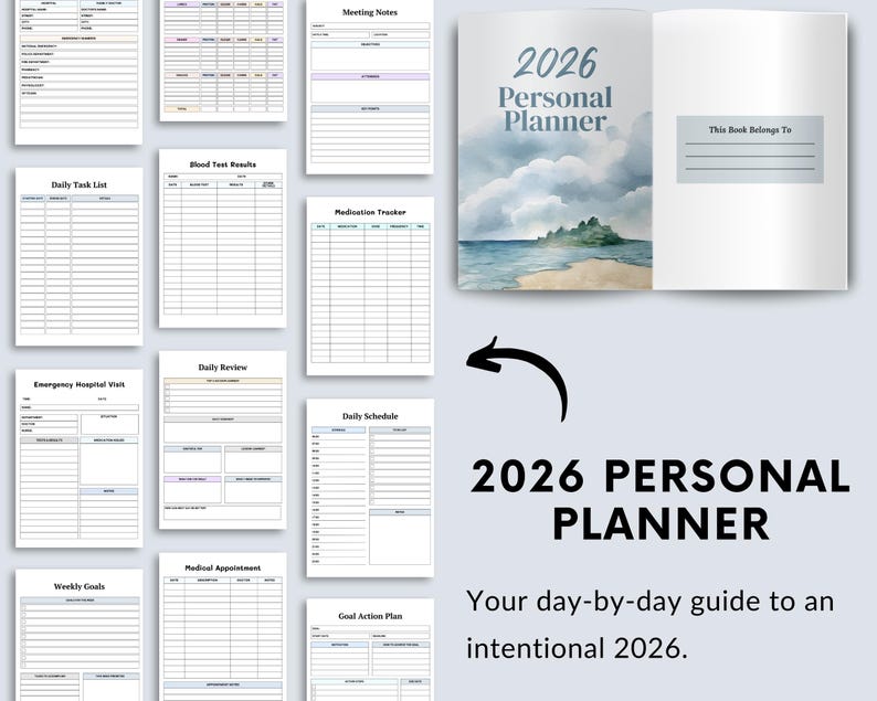 2026 My Personal Planner | Printable Daily, Weekly & Monthly Organizer ...