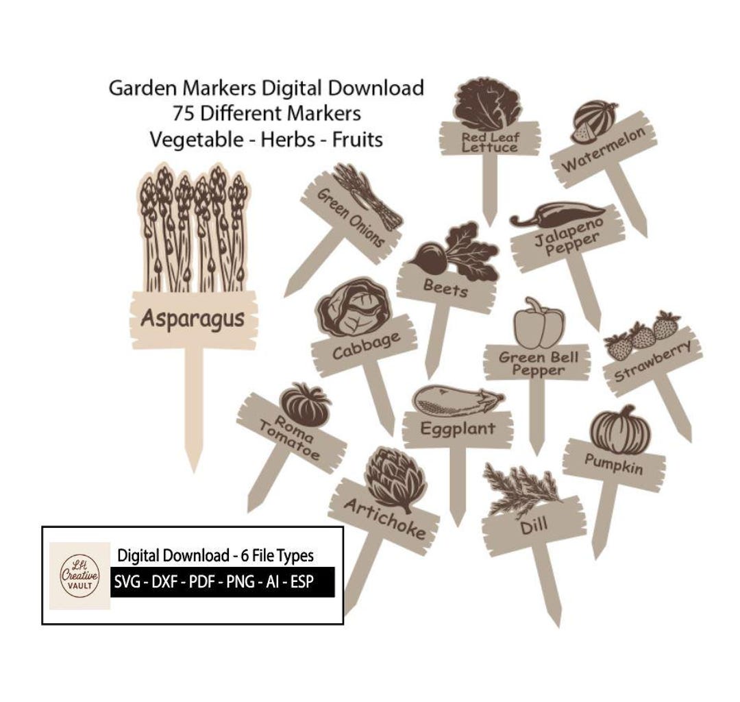 Vegetable Garden Marker Cut File | SVG, PNG, DXF (digital Download) - Etsy