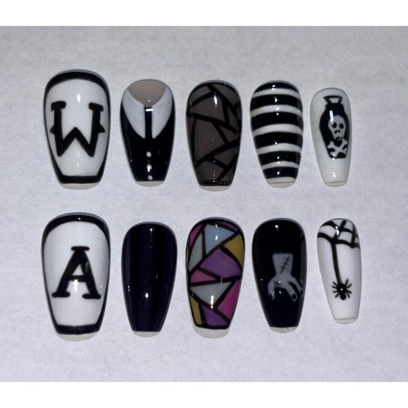 Wednesday Addams Press on Nails - Etsy