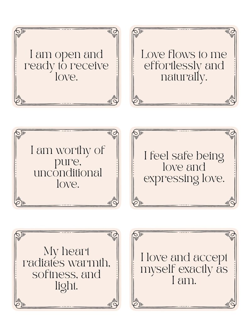Printable Love Themed Affirmation Cards (30 Cards Total) - Etsy