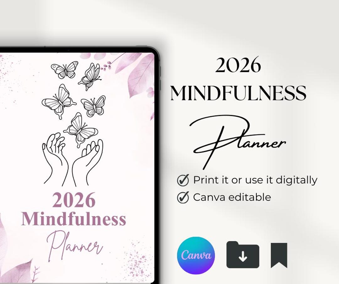 2026 Mindfulness Planner, Weekly Planner, Wellness Journal, Self-care ...