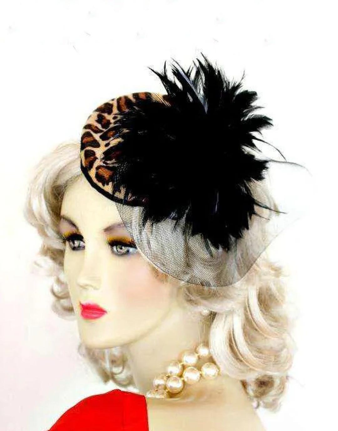 Haute Couture Leopard Feathered Weding Bridal Fascinator Saucer Percher ...