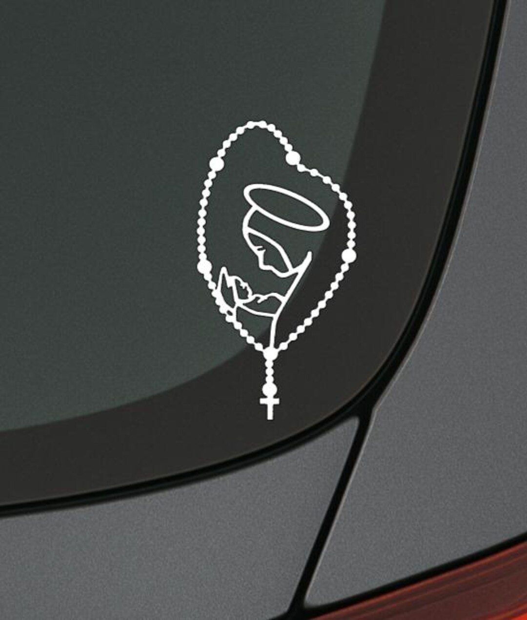 Rosary With Mary and Baby Jesus, Decal, Rosary Decal, Mary Decal ...