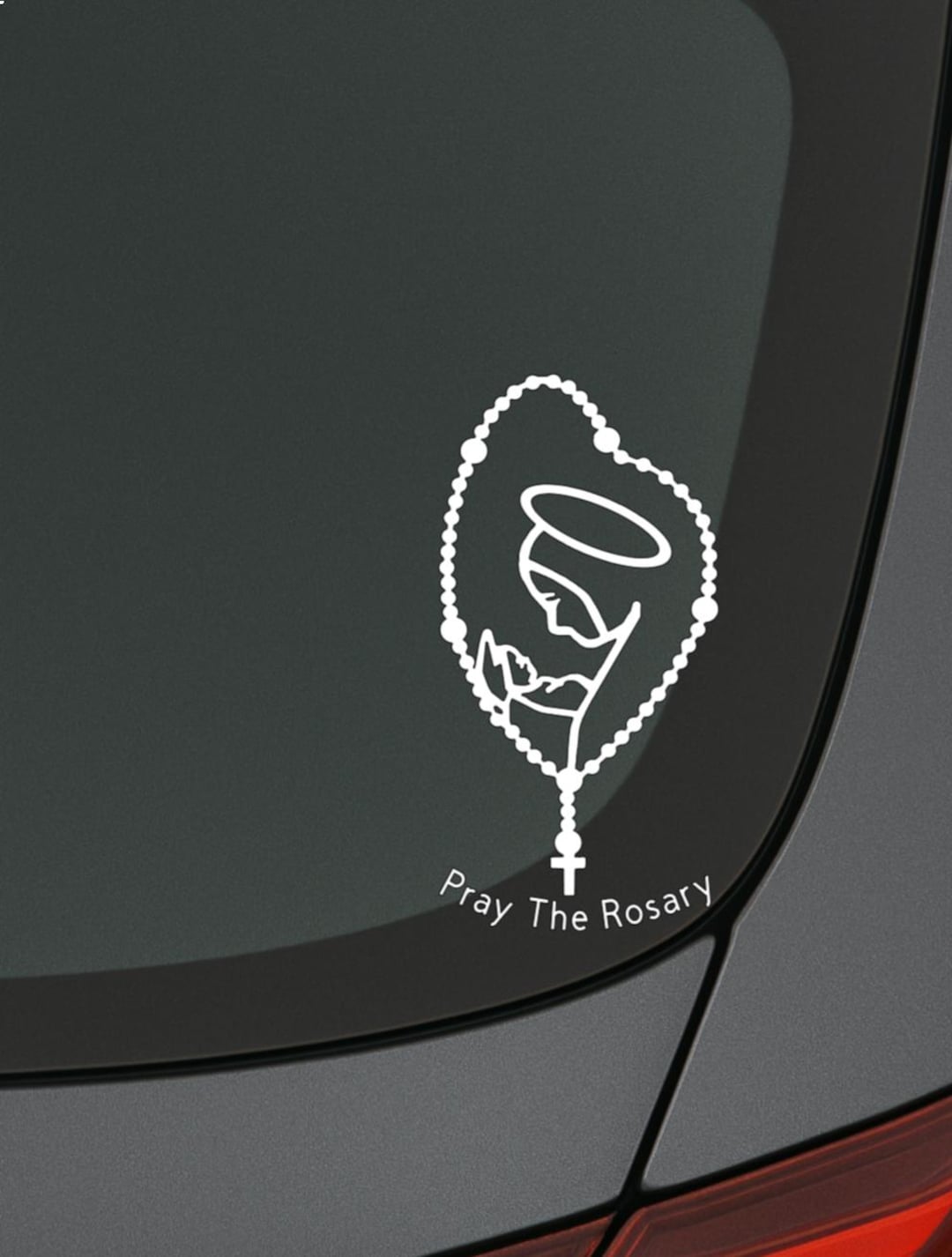 Rosary With Mary and Baby Jesus, Decal, Rosary Decal, Mary Decal ...