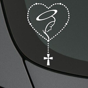 Heart Rosary With Mary Decal, Mary Decal, Heart Rosary Decal, Mary ...