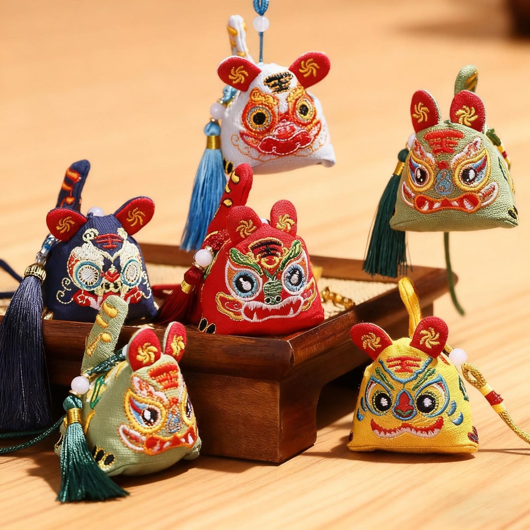 Chinese Handmade Embroidered Tiger Fragrance Sachet - Traditional ...