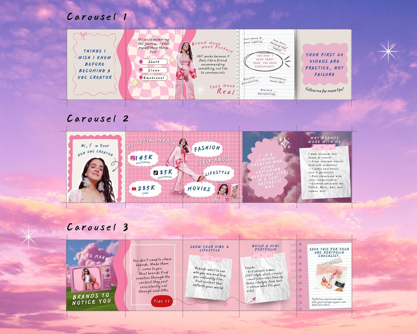 Trendy Pink Seamless Instagram Carousel – Canva Template for UGC ...
