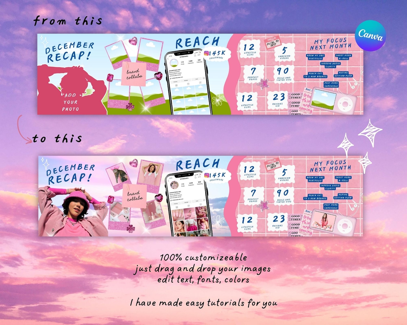 Trendy Pink Seamless Instagram Carousel – Canva Template for UGC ...