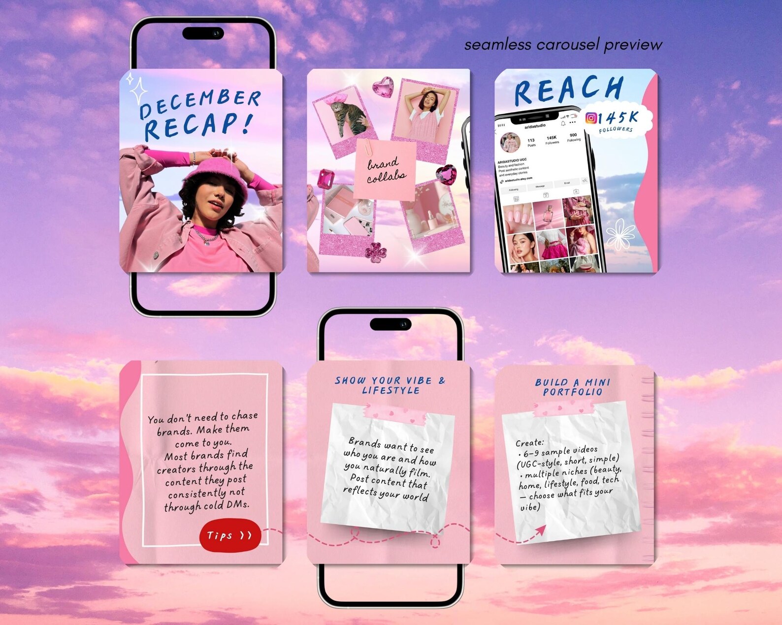 Trendy Pink Seamless Instagram Carousel – Canva Template for UGC ...