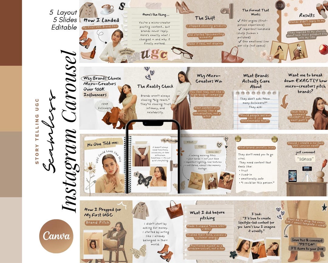 Storytelling UGC Instagram Template – Seamless Carousel Canva Template ...