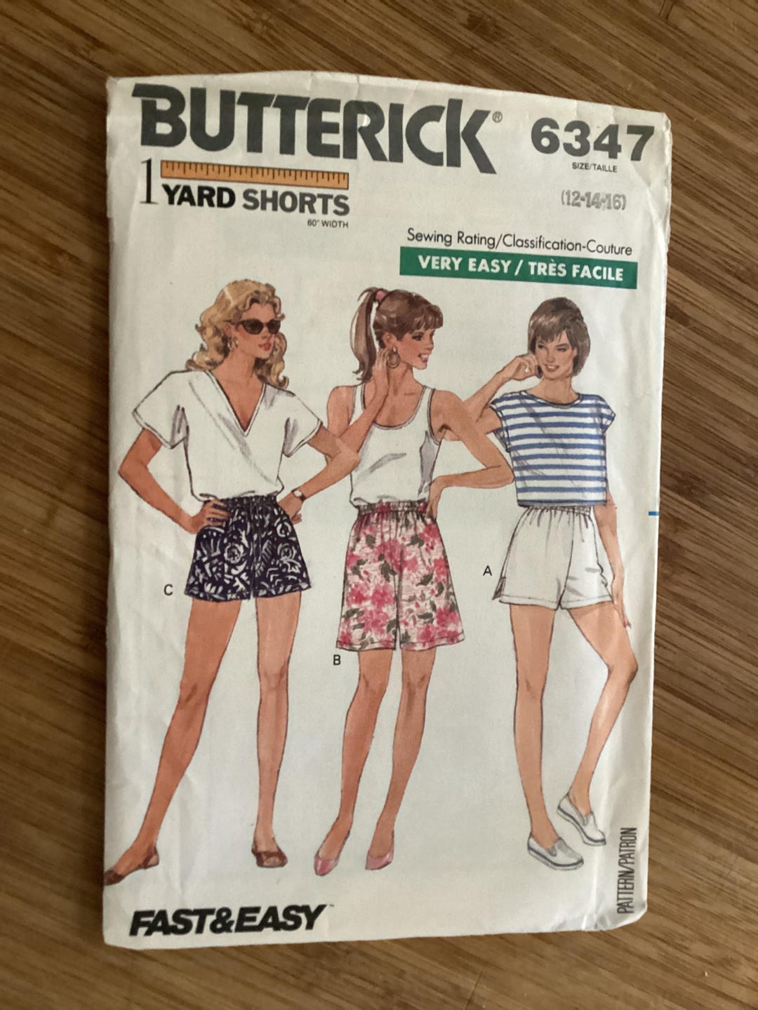 Butterick 6347 "1-yard Shorts" Very Easu (size 12-14-16) Various Length ...